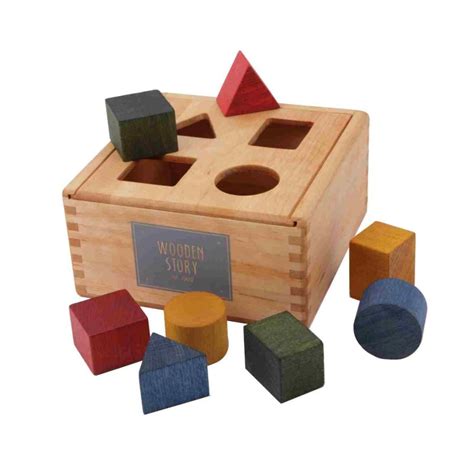 Wooden Shape Sorting Box Colorful Hertwill