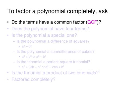 PPT INTRODUCTION TO FACTORING POLYNOMIALS PowerPoint Presentation Free Download ID 3202072