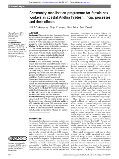 Pdf Community Mobilisation Programme For Female Sex Workers In