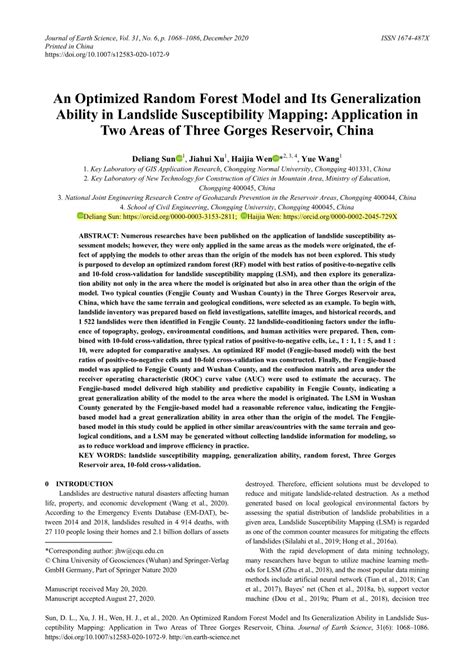 Pdf An Optimized Random Forest Model And Its Generalization Ability In Landslide