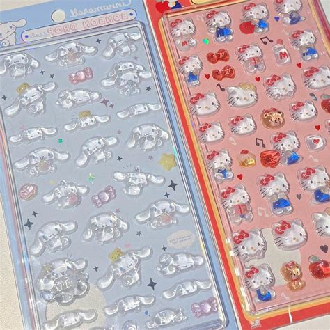 Sanrio Hello Kitty Cinnamoroll Crystal 3d Diy Decoration Stickers
