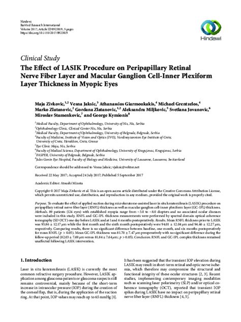Pdf The Effect Of Lasik Procedure On Peripapillary Retinal Nerve