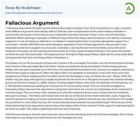 Fallacious Argument Essay Example