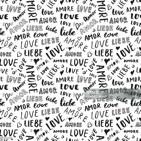 매끄러운 패턴 벡터 일러스트를 레터링 하는 사랑 다른 언어로 쓰여진 사랑 로맨틱 단어 배경 격언에 대한 스톡 벡터 아트 및 기타 이미지 Istock