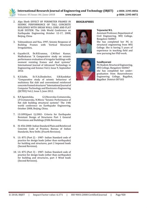 Irjet Seismic Behaviour And Pushover Analysis Of Irregular Flat Slab Building With Different