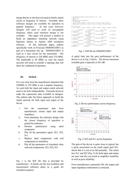 Building Impedance Matching Network Based On S Parameter From Manufacturer Pdf