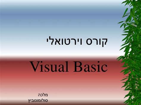 Ppt קורס וירטואלי Visual Basic Powerpoint Presentation Free Download