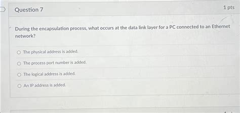 Solved Question 71ptsDuring The Encapsulation Process What Chegg