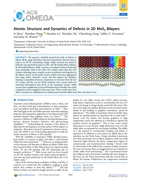 Pdf Atomic Structure And Dynamics Of Defects In 2d Mos 2 Bilayers