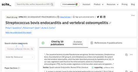 Streptococcus Bovis Endocarditis And Vertebral Osteomyelitis [scite Report]