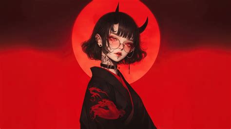Anime Girl Demon Horn With 4k 8k 6120j Wallpaper Pc Desktop