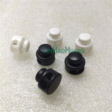 10 Pcs 플라스틱 코드 잠금 클립 클램프 2 구멍 토글 스토퍼 4mm 로프 의류 파라코드 신발 개몫 100마개
