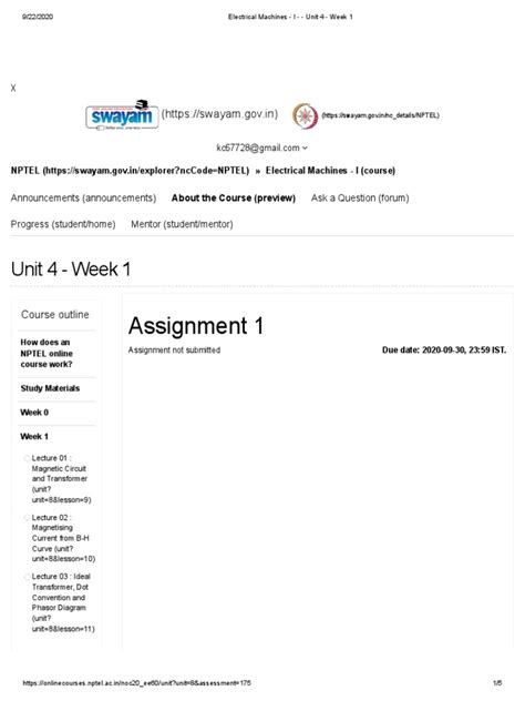 Assignment 1 Unit 4 Week 1 Pdf Transformer Manufactured Goods