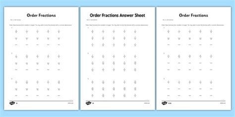 Ordering And Simplifying Fractions Worksheet Twinkl