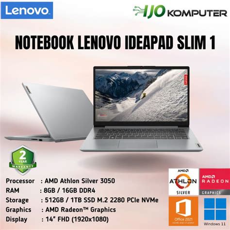 Jual Laptop Lenovo Ideapad Slim Athlon Silver U Gb Tb Ssd W Ohs Jakarta Pusat