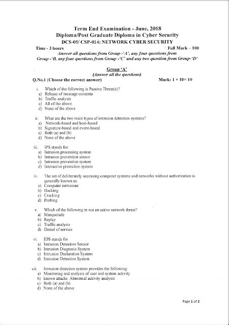 OSPU DCS CSP Network Cyber Security June Question Paper University Question Papers