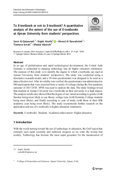 Pdf To E Textbook Or Not To E Textbook A Quantitative Analysis Of