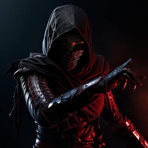 Premium Ai Image Illustration Of Ninja Assassin Woman Masked Full