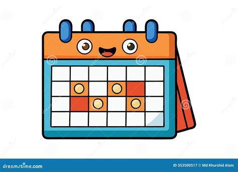 Cute Animated Calendar Illustration With Smiling Character And Colorful
