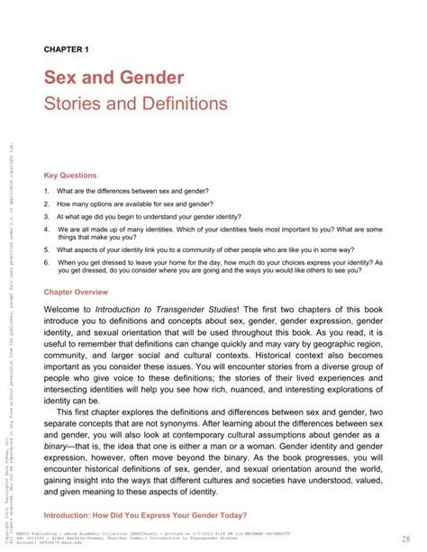 Sex And Gender Definitions Stories
