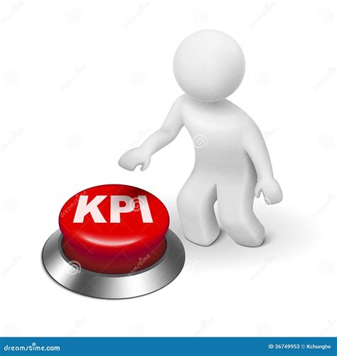 3d Man With Kpi Key Performance Indicator Button Stock Vector Illustration Of Achievement