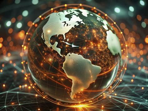 New Global Network Earth From Space Glowing Lights Digital Connections Futuristic Background