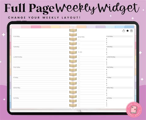 Horizontal Weekly Widget Layout 4 Paper Hearts Planner Co