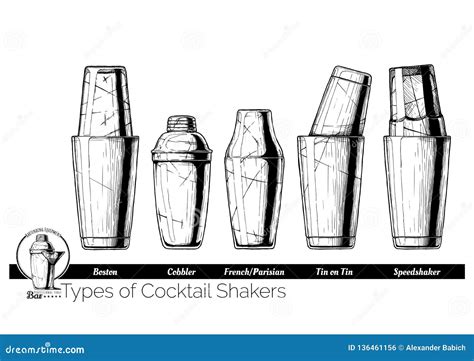 Cocktail Shakers Types Vector Illustration 136461156