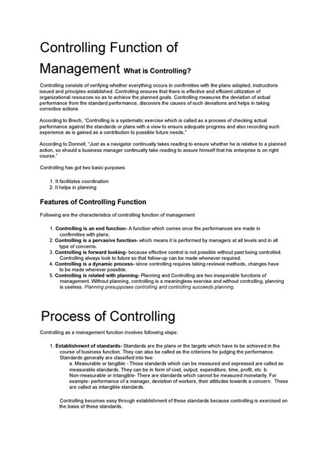Controllingnotes Function Of Management Controlling Controlling Function Of Management What