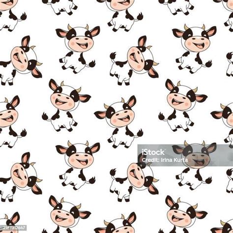 귀여운 암소의 완벽 한 패턴입니다 벡터 일러스트 레이 션 0명에 대한 스톡 벡터 아트 및 기타 이미지 0명 가축 건강한 생활방식 Istock