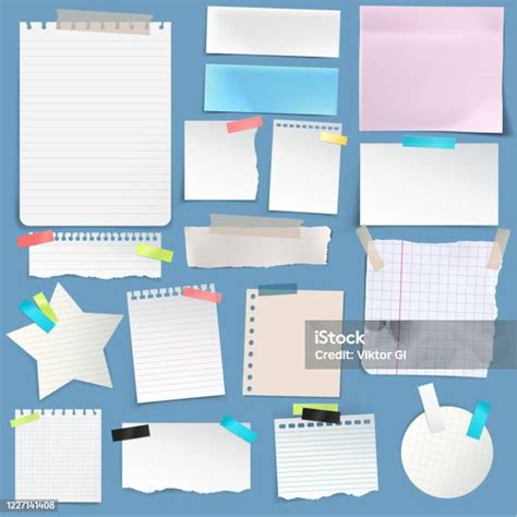 메모 종이 벡터 격리 아이콘 메모 메시지 및 점착 스티커 테이프 노트의 다른 색깔시트 세트 북마크 및 미리 알림 메시지 0명에 대한 스톡 벡터 아트 및 기타 이미지 Istock
