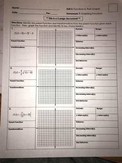 solved name unit 2 functions and their graphs date per