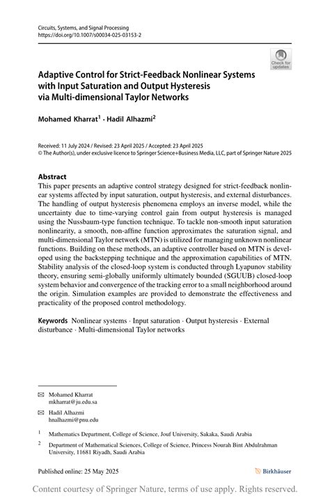 Adaptive Control For Strict Feedback Nonlinear Systems With Input Saturation And Output