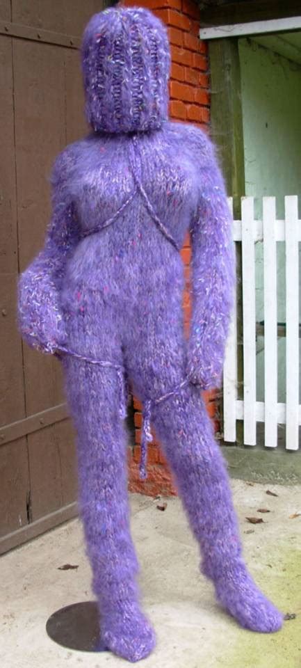 26 Fäden Mohair Catsuit Overall Grobstrick Lila Tumbex
