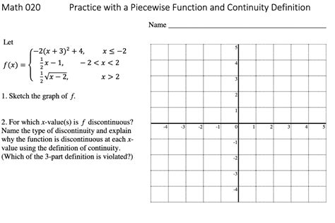 Solved Math 020 Practice With A Piecewise Function And