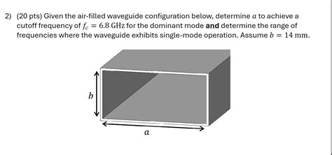 solved 20 ﻿pts ﻿given the air filled waveguide