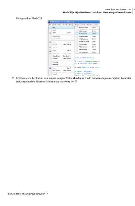 Flashcs5 As3 — Membuat Countdown Timer Dengan Tombol Reset Dont Be