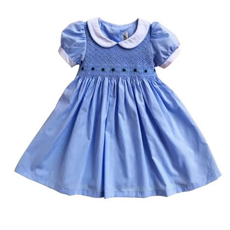 Smocking летнее платье для девочек Детские хлопковые праздничные платья принцессы с цветочной