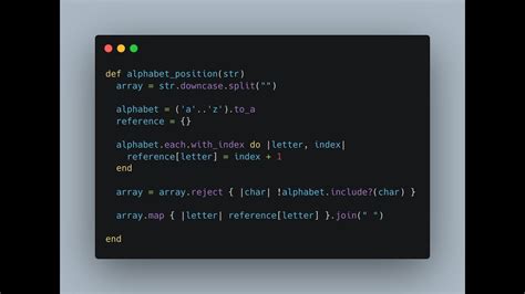 Codewars Replace With Alphabet Position Solution In Ruby Youtube