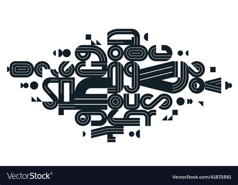 Abstract Geometric Composition Design Black Vector Image