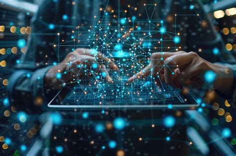 Premium Photo Admin Uses Tablet In Server Hub To Maintain Ai Neural