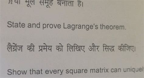 N State And Prove Lagranges Theorem Show That StudyX
