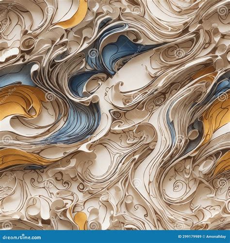 Abstract Dreamy Waves Seamless Pattern Digital Artwort Background Design Stock Illustration