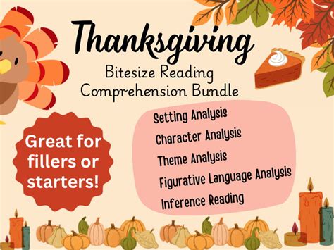 5 Thanksgiving Bitesize Reading Comprehension Bundle Teaching Resources
