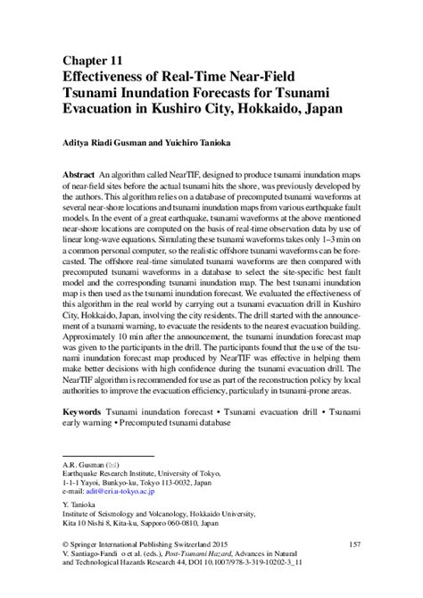 Pdf Effectiveness Of Real Time Near Field Tsunami Inundation