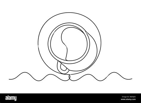 Coffee Cup Continuous Single Line Art Drawing With Breakfast Coffee Outline Vector Design Stock