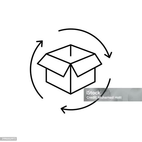 원형 화살표의 상자입니다 흰색 배경에 격리 된 패키지 처리 아이콘 선 스타일입니다 벡터 일러스트 레이 션 공급망에 대한 스톡
