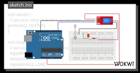 Relay ควบคม LED 1 ดวงใหกระพรบ Wokwi ESP32 STM32 Arduino Simulator
