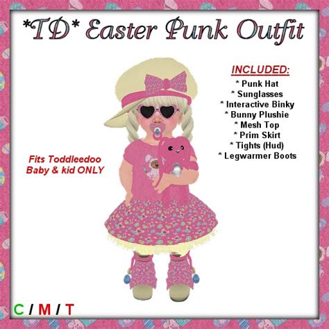 Second Life Marketplace Td Easter Bunny Bear Punk Outfit Pink