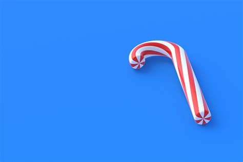 크리스마스 지팡이 파란색 배경에 빨간 줄무늬사탕 새해 축하 개념 전통적인 달콤한 디저트 공간을 복사합니다 3d 렌더 3차원 형태에 대한 스톡 사진 및 기타 이미지 Istock